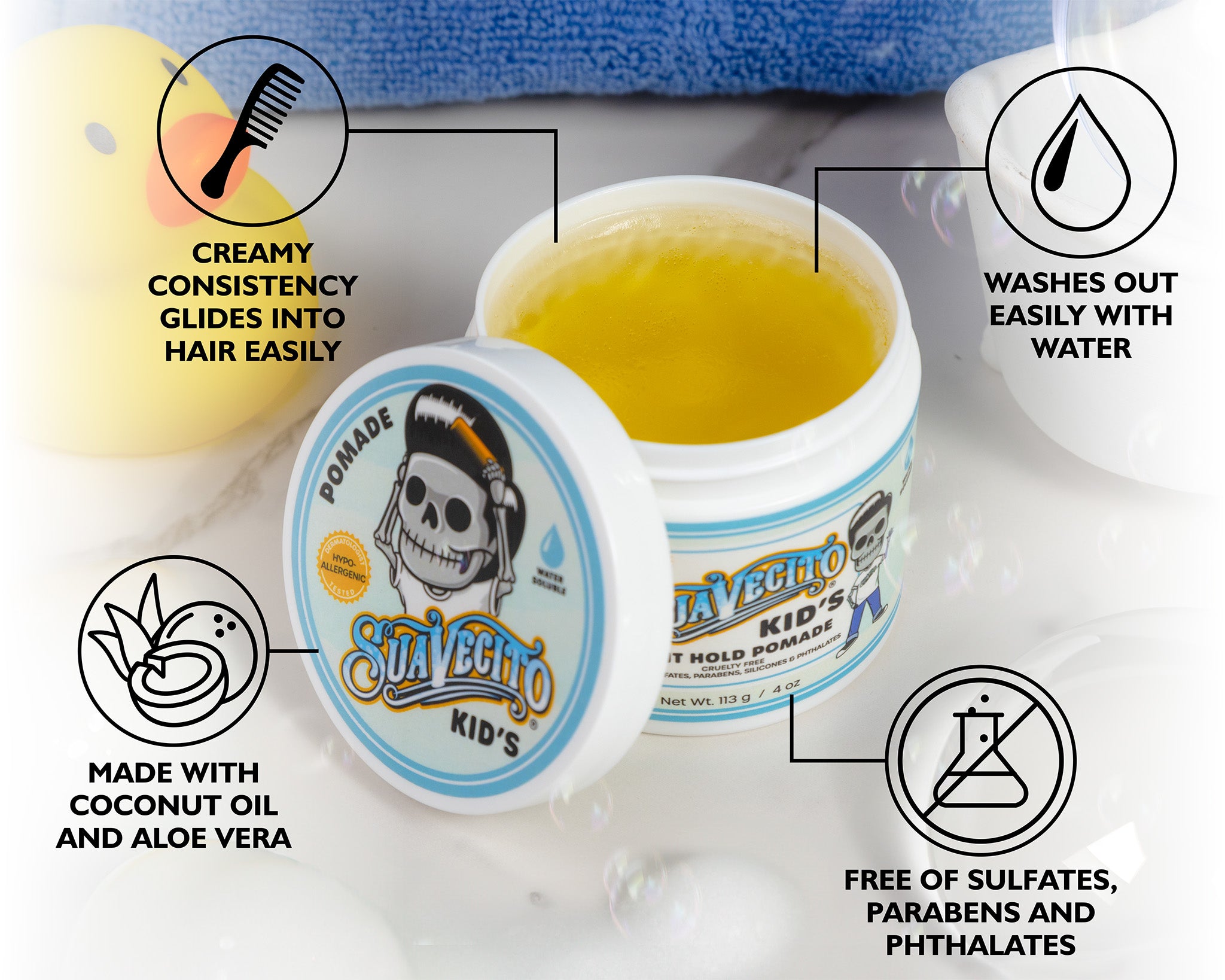 Suavecito Kids Pomade – Gentle Medium Hold Hair Pomade for Boys & Girls ...